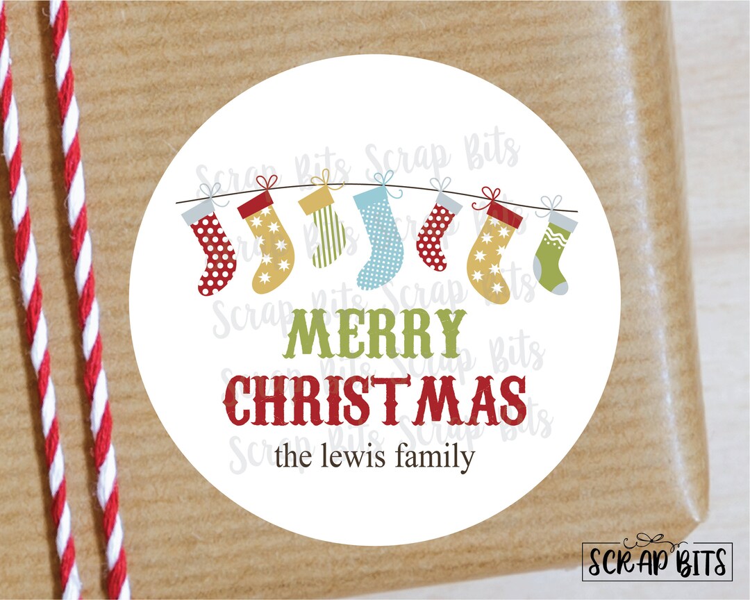 Christmas Gift Labels, Hanging Stockings . Personalized Sickers or Tags ...