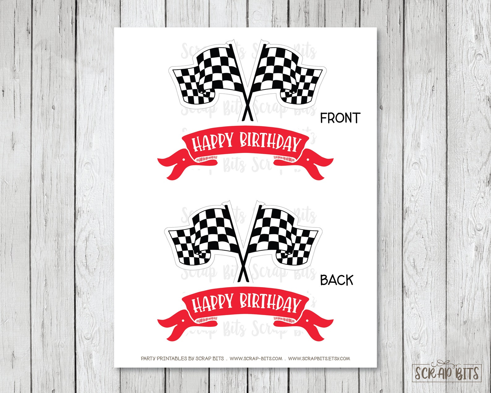 Racing Flags Cake Topper, Printable Cake Topper, Race Car Party Topper ...