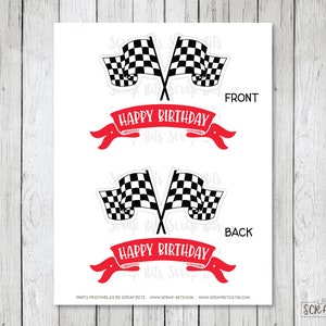 Racing Flags Cake Topper, Printable Cake Topper, Race Car Party Topper ...