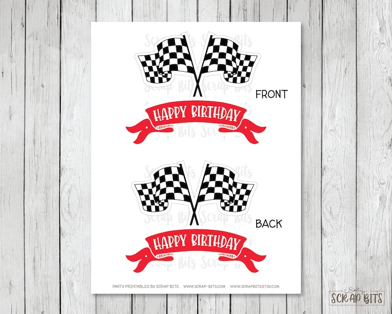 Racing Flags Cake Topper, Printable Cake Topper, Race Car Party Topper ...