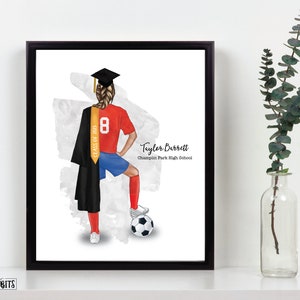 Personalized Soccer Graduation Portrait Print, Custom Soccer Girl Gift ...