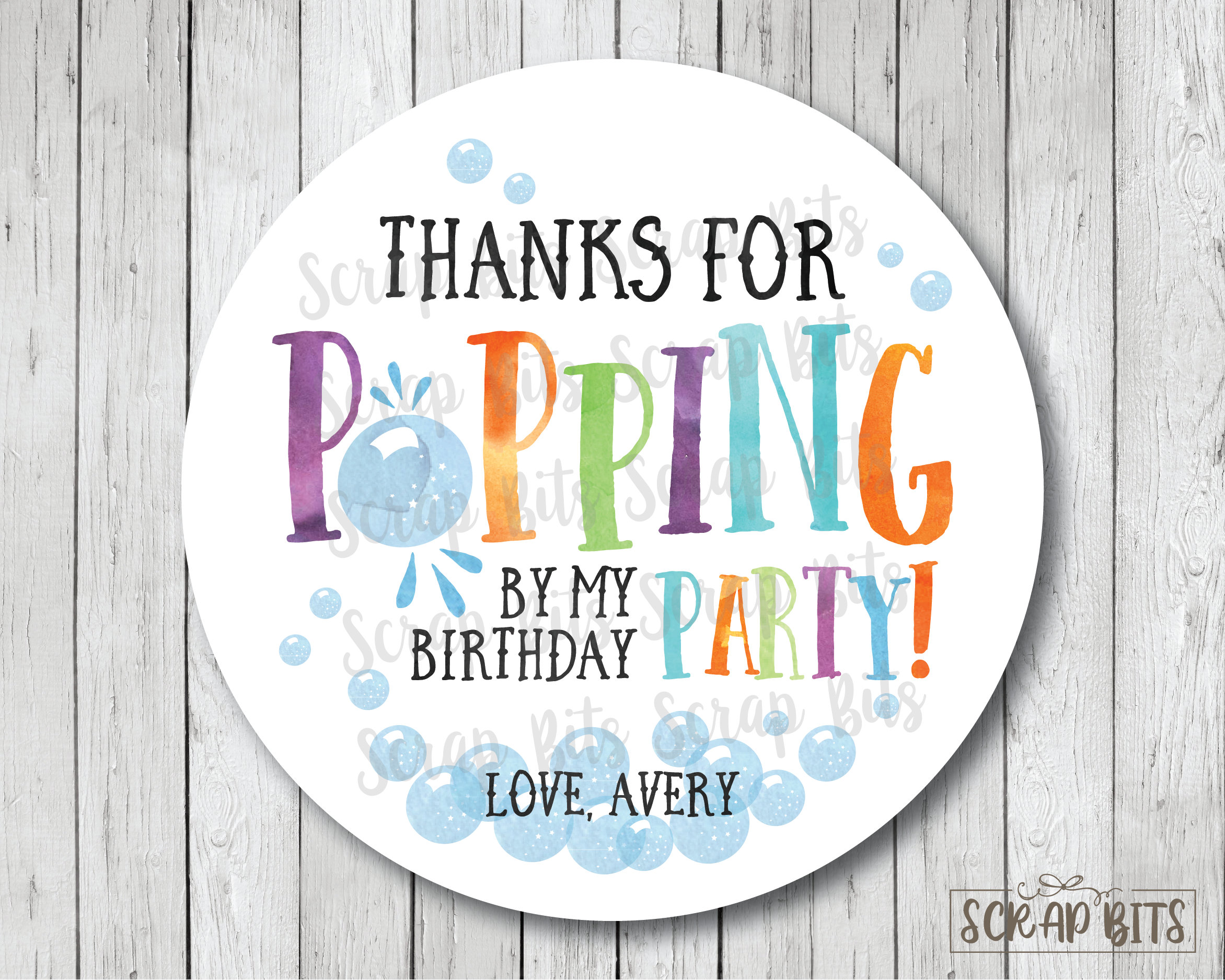 Thanks for Popping by My Birthday Party Favor Stickers | Etsy