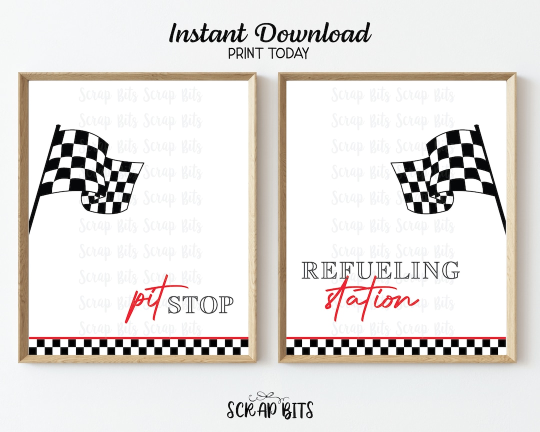 Pit Stop Sign, Refueling Station Sign, Racing Birthday Party Signs ...