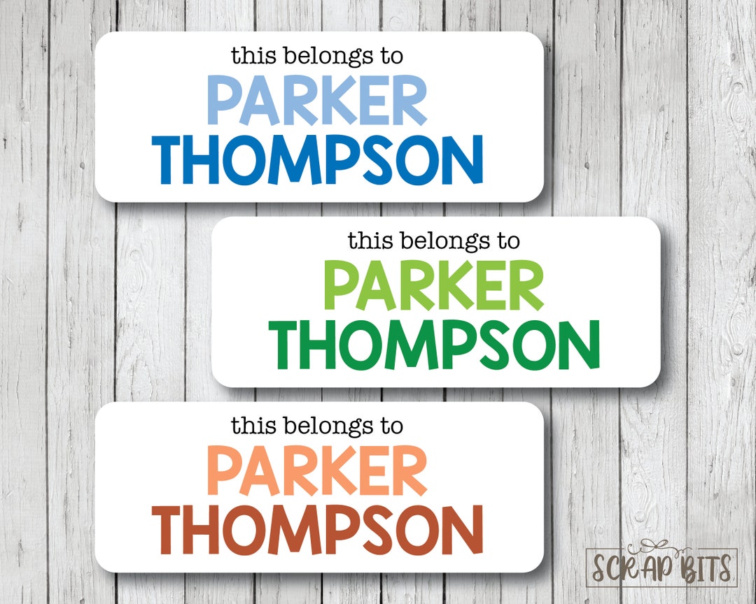 Personalized Name Labels, Two Tone This Belongs to Boy, Back to School ...
