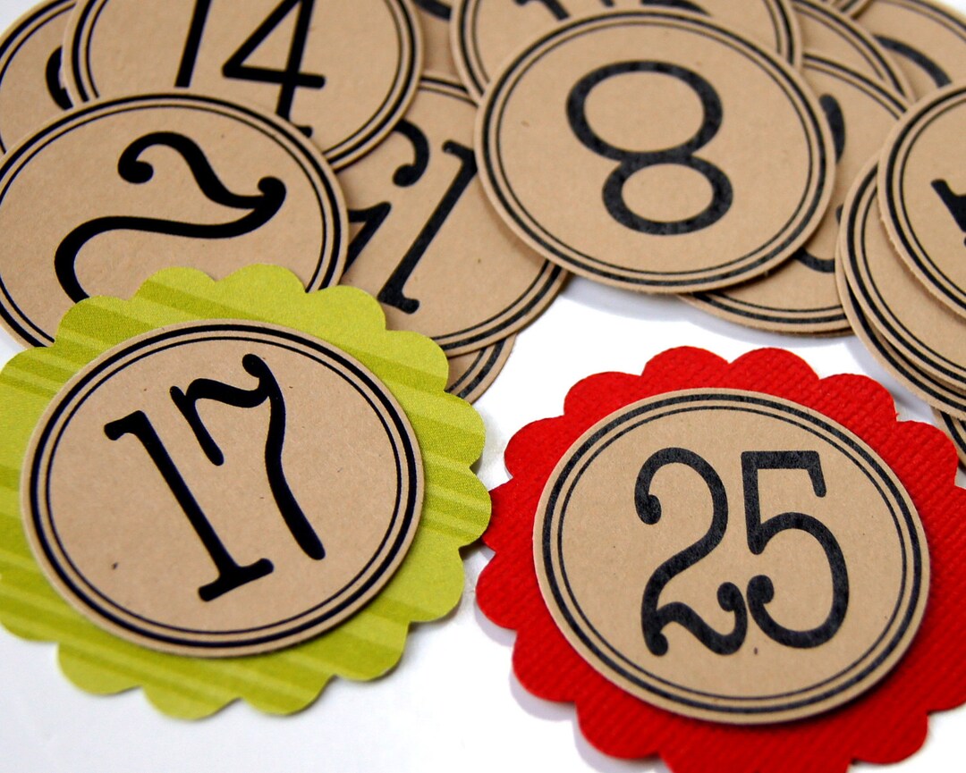 Advent Calendar Tags, Christmas Countdown Number Tags (1 Through 25 ...