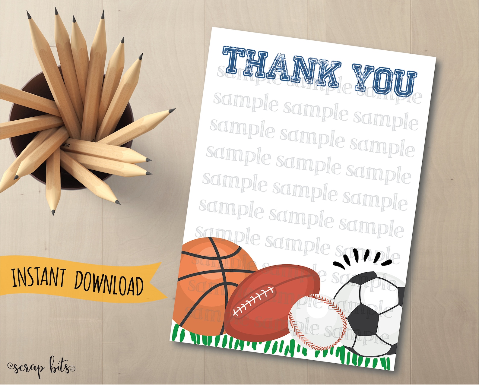 Sports Thank You Cards Printable Sports Note Cards Sports - Etsy
