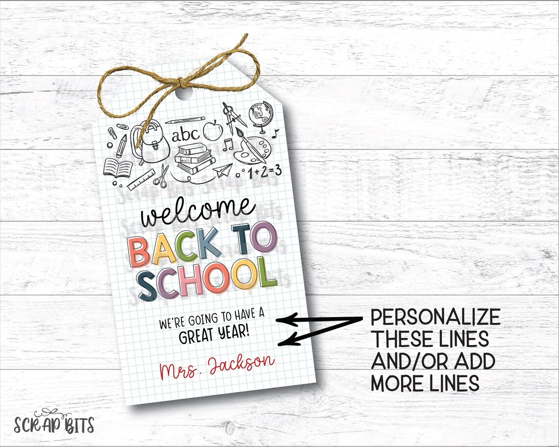 EDITABLE Back to School Tags, Doodle Graph Paper, Printable Digital ...