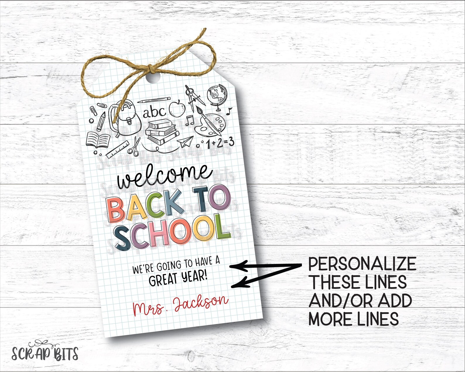 EDITABLE Back to School Tags, Doodle Graph Paper, Printable Digital ...