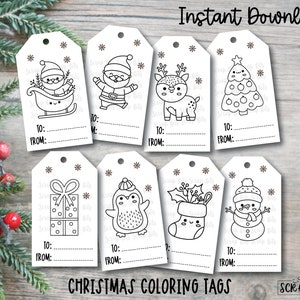 Printable Christmas Tags, Christmas Coloring Tags, Printable Kids ...
