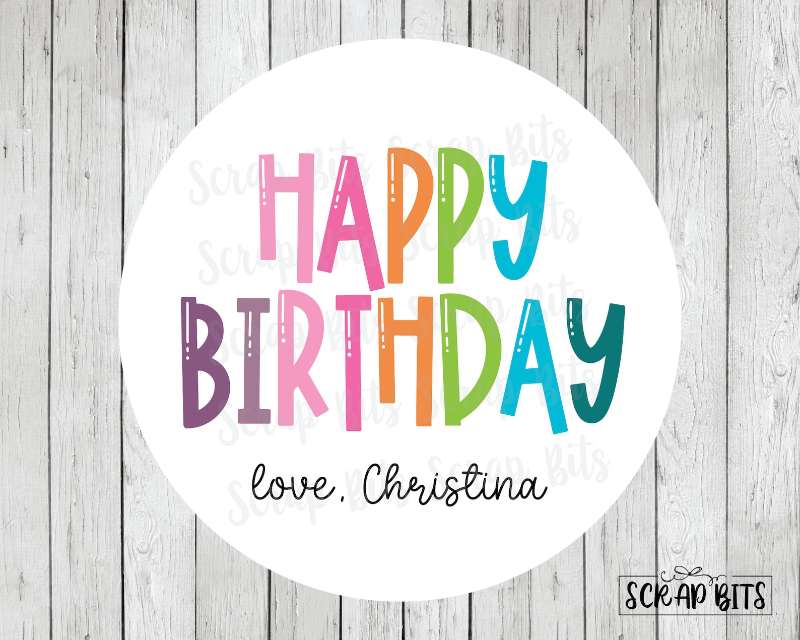 Happy Birthday Gift Stickers, Bouncy Rainbow Personalized Gift Tags ...