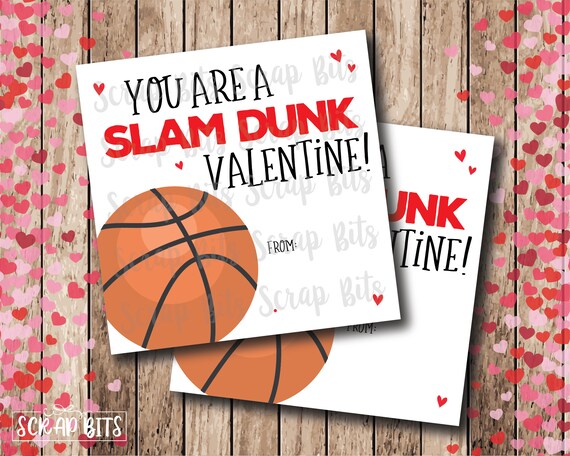 Printable Valentine's Day Tags . You're a Slam Dunk | Etsy