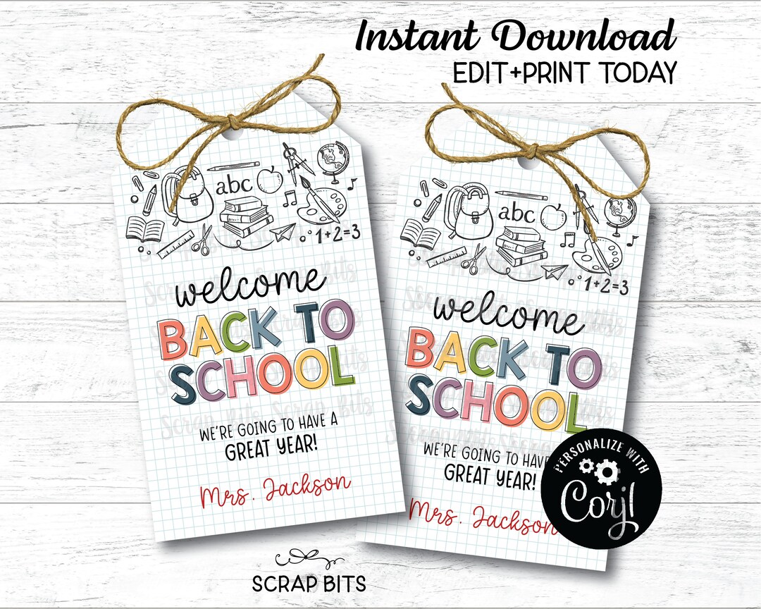 EDITABLE Back to School Tags, Doodle Graph Paper, Welcome Back Tags ...