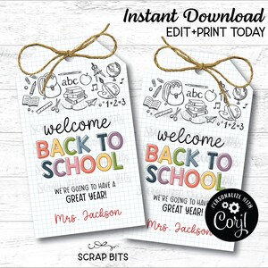 EDITABLE Back to School Tags, Doodle Graph Paper, Welcome Back Tags ...