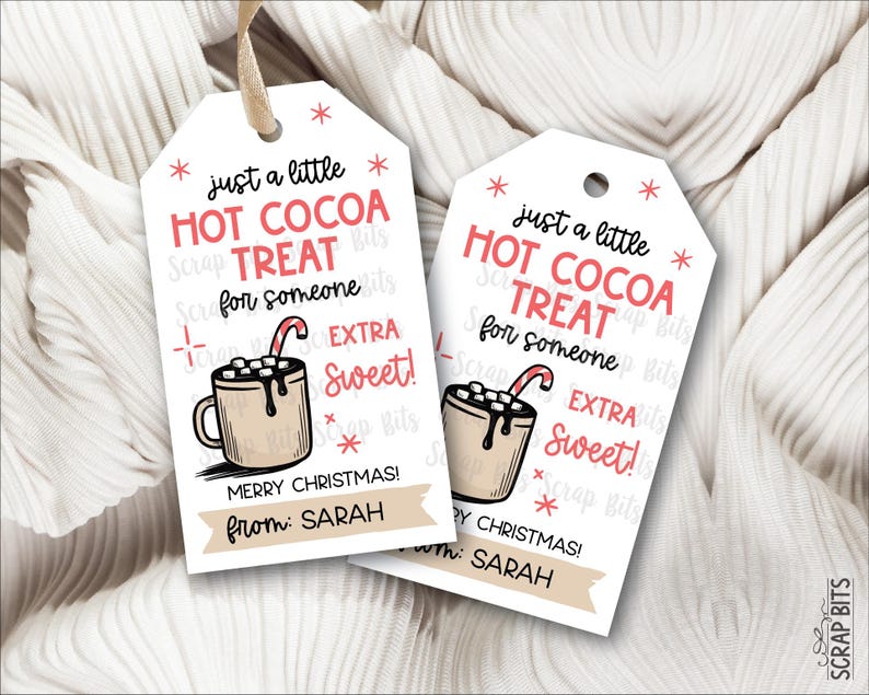 Christmas Gift Tags, Hot Cocoa Treat for Someone Sweet. Personalized ...