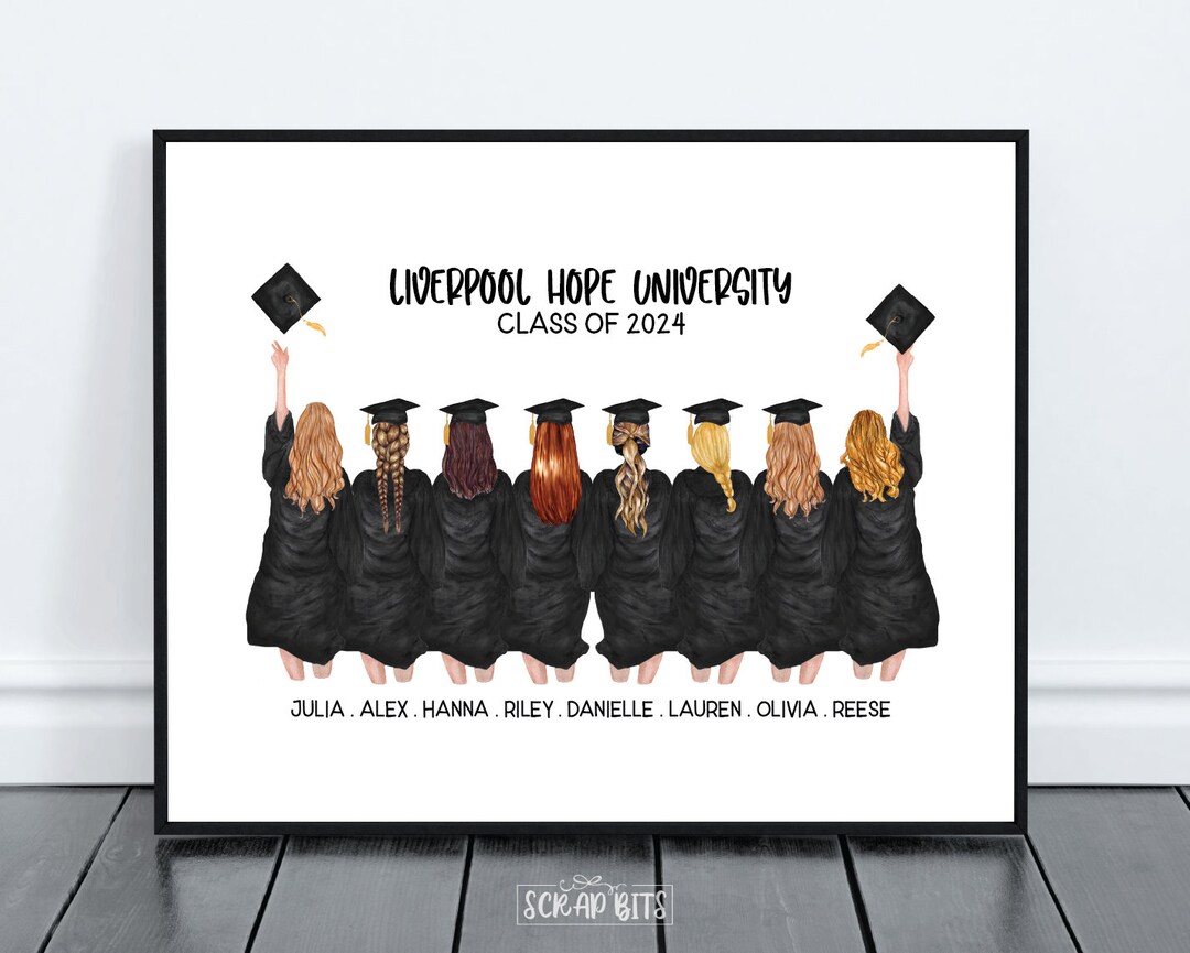 8 Female Best Friends Graduation Print, Graduation Gift for Group ...