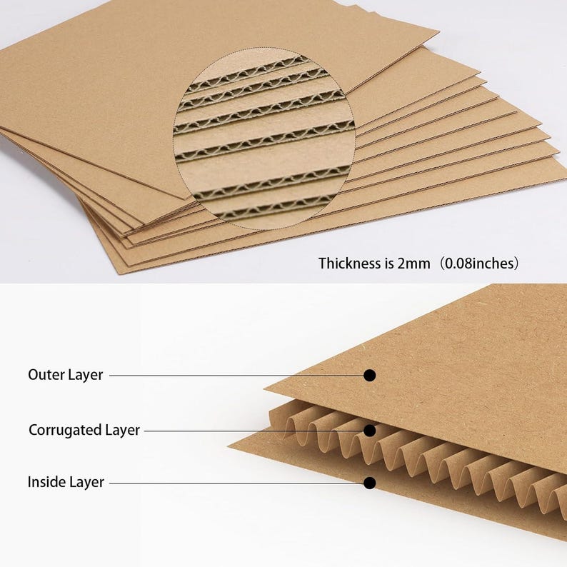 5x7 Corrugated Cardboard Sheets, Flat Card Boards Inserts for Crafts ...