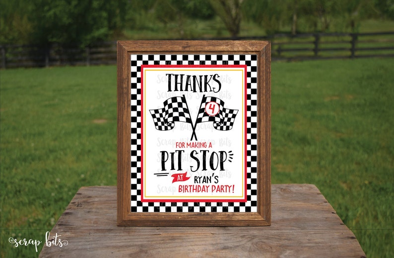 Racing Birthday Sign Pit Stop Party Sign Thanks for Making A - Etsy