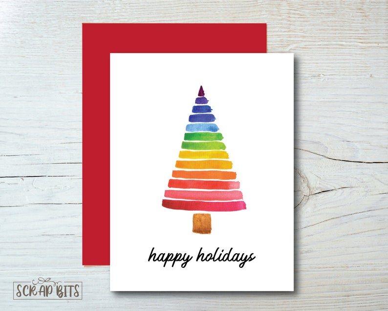 Rainbow Christmas Tree Card Pride Tree Christmas Card LGBTQ - Etsy