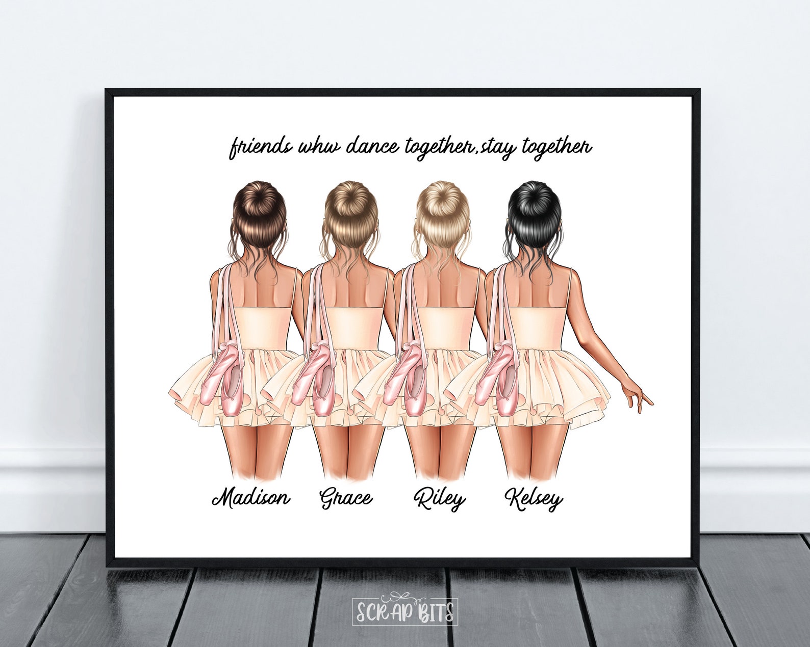 Ballet Portrait Print, Custom Ballerina Friends Print, Gift for Seniors ...