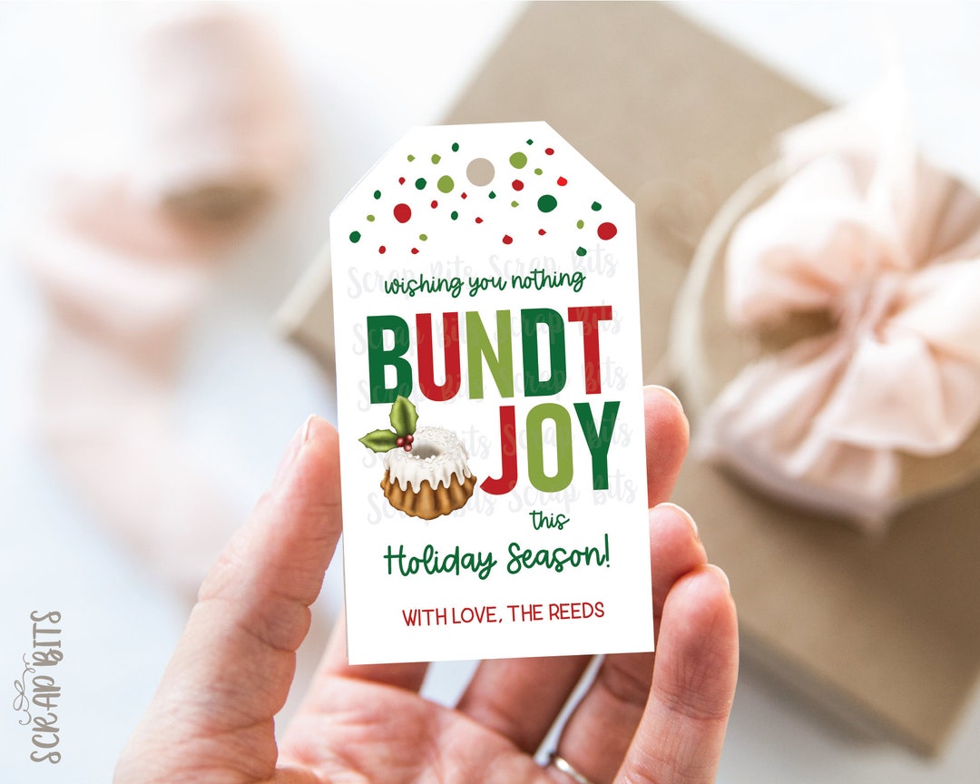 Christmas Bundt Cake Gift Tags, Wishing You Nothing Bundt Joy, Bundt ...