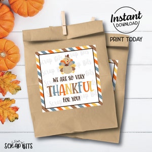 Turkey Thankful Tags, We Are so Thankful for You, Printable ...