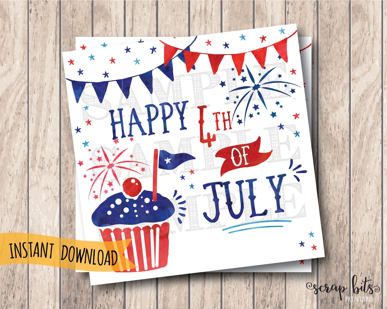 Instant Download Printable Happy 4th of July Tags July 4th | Etsy
