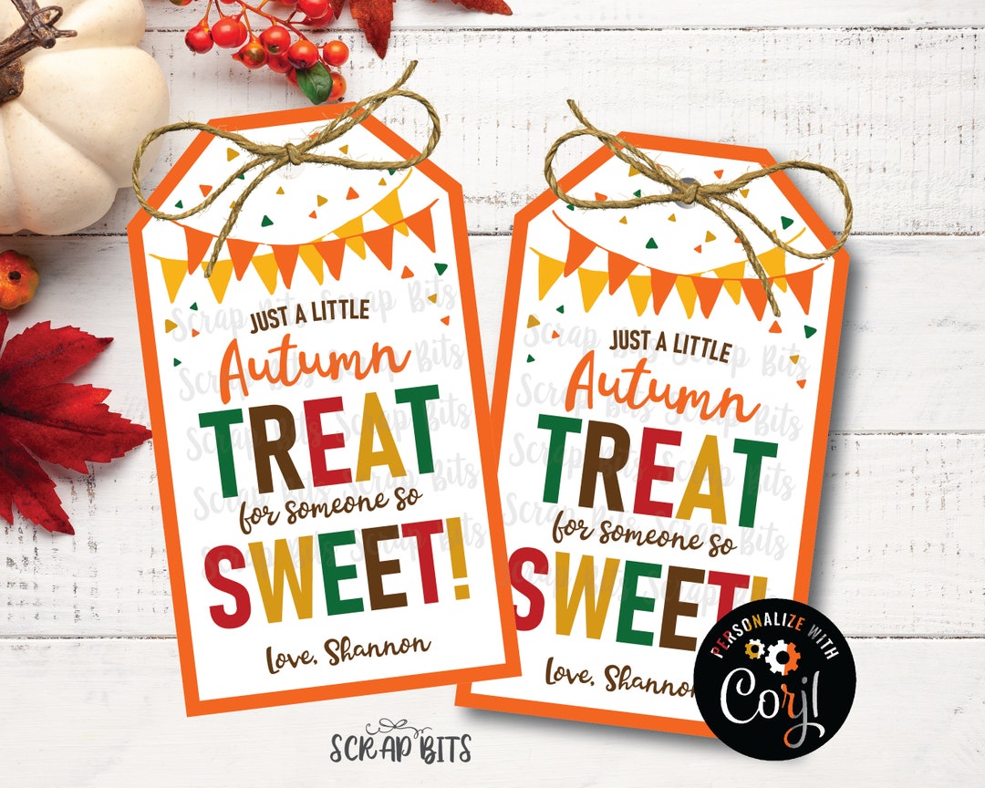 EDITABLE Autumn Treat Thank You Tags, so Sweet Fall Gift Tags, Fall ...