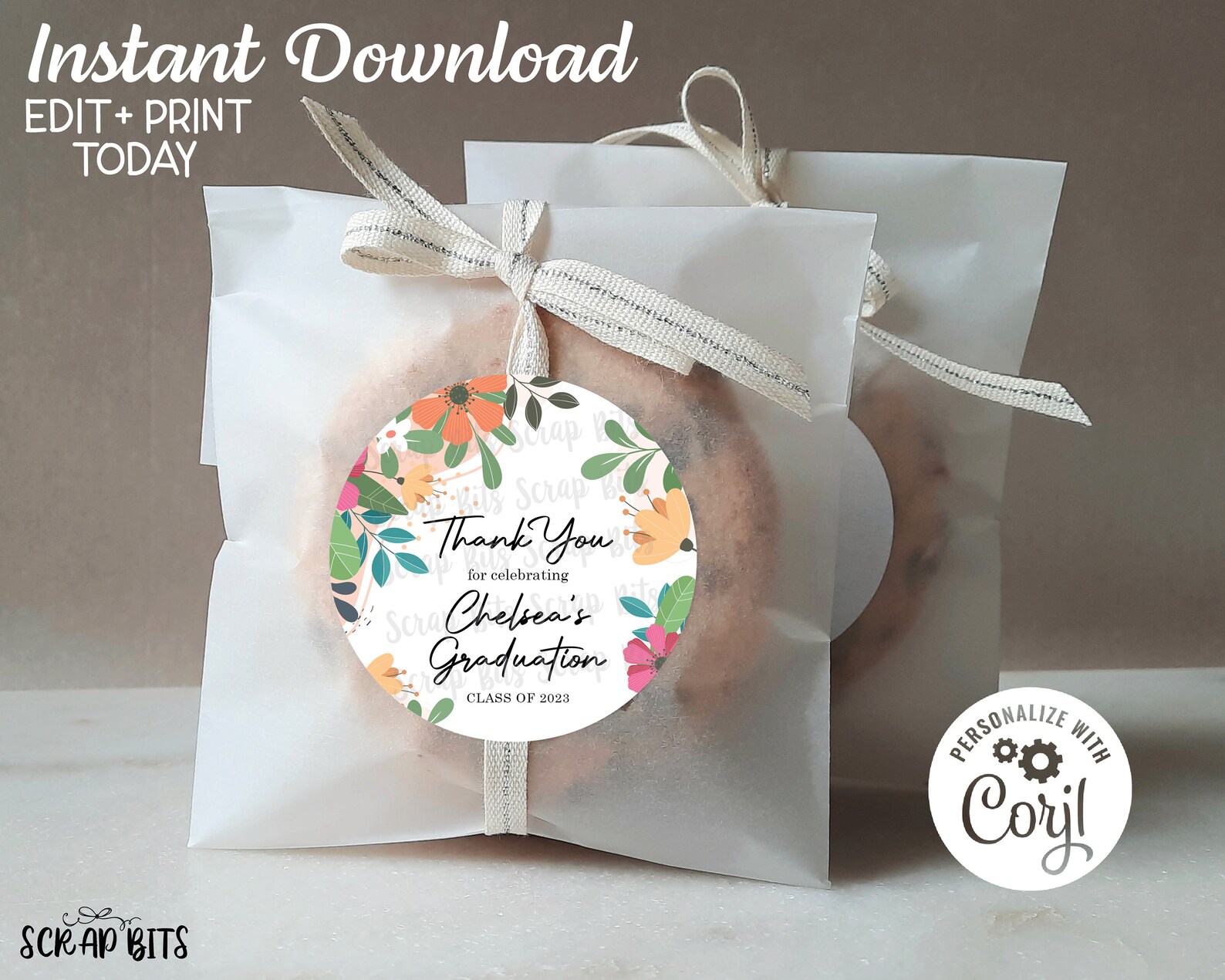 EDITABLE Printable Graduation Labels Summer Flowers - Etsy