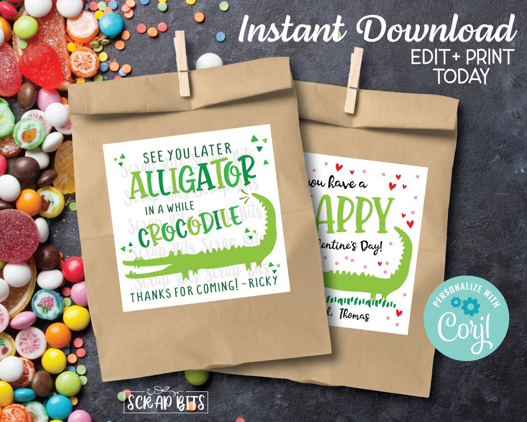 EDITABLE Printable Birthday Tags Birthday Alligator See You - Etsy