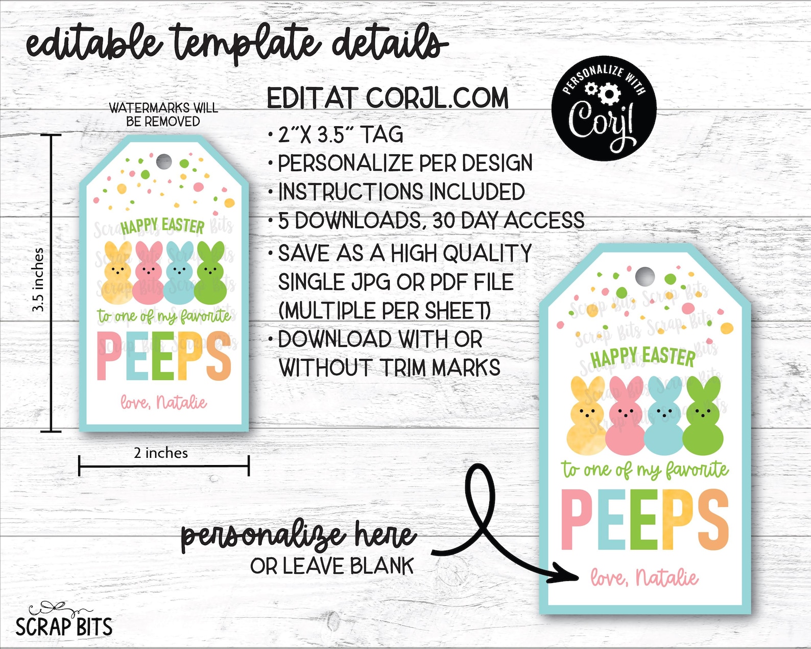 Printable Easter Tags, Happy Easter to One of My Favorite Peeps, Kids ...
