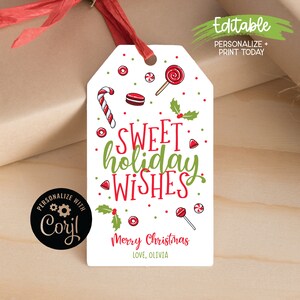 EDITABLE Christmas Tags, Sweet Holiday Wishes Gift Tag, Sweet Christmas ...