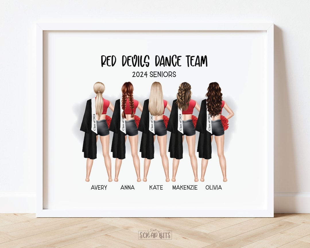 Dancer Friends Graduation Portrait Print, Personalized Senior Dance ...