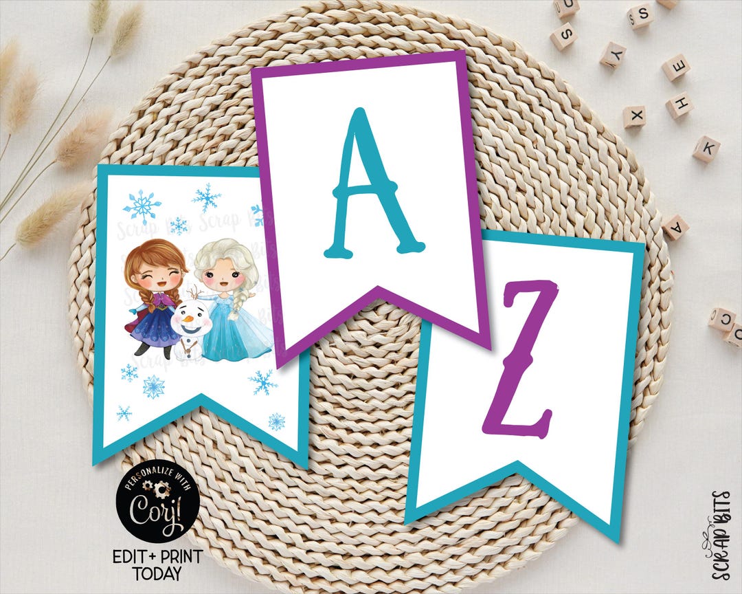 EDITABLE Frozen Party Banner, Make Your Own Banner Bunting, Frozen ...