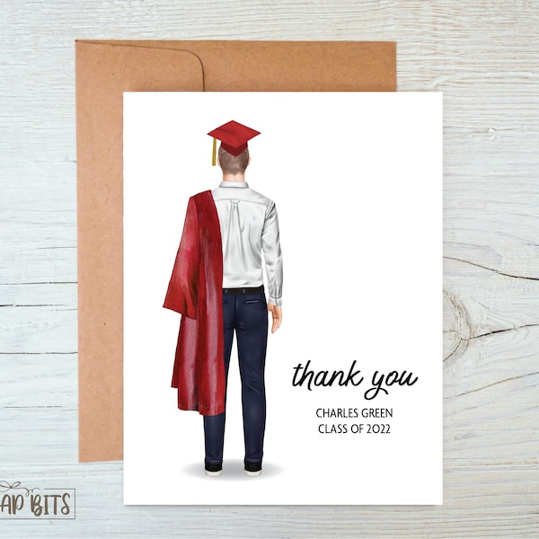 Guys Personalized Graduation Thank You Cards - Etsy