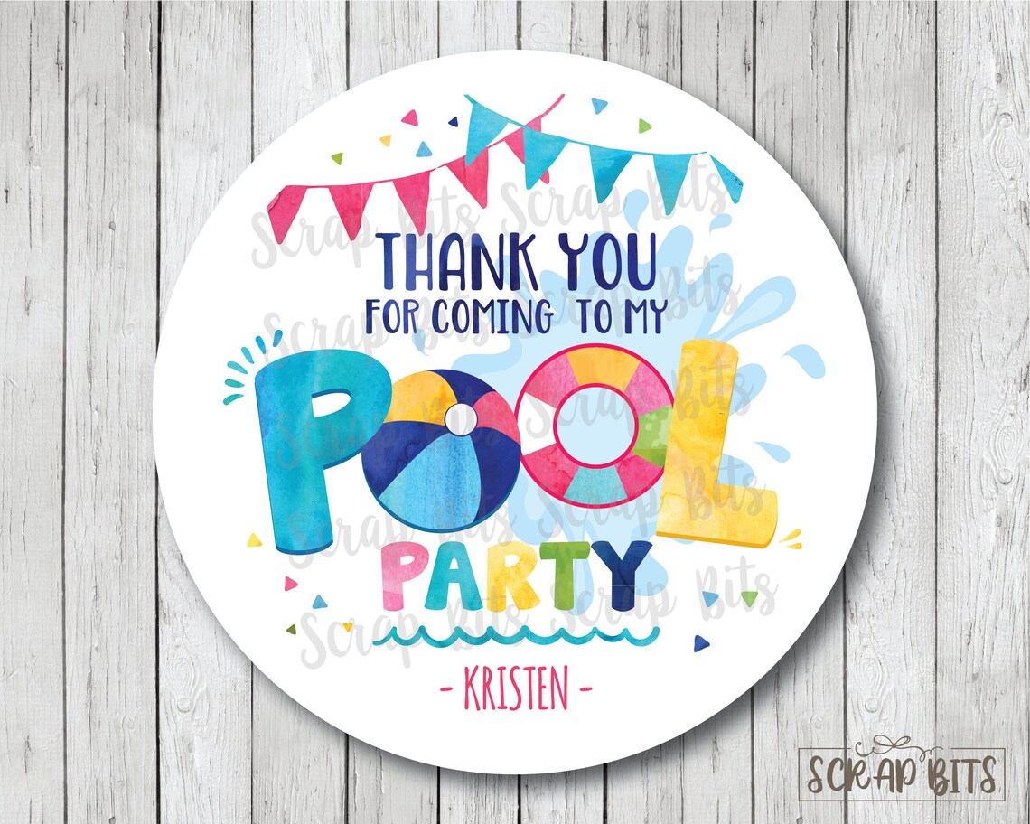 Personalized Pool Party Stickers Pool Party Tags Pool Party | Etsy
