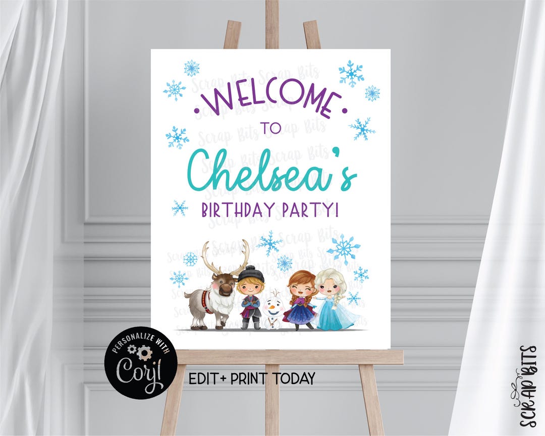 EDITABLE Frozen Welcome Sign Template, Frozen Friends Birthday ...
