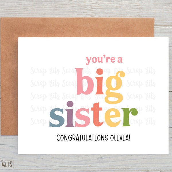 Personalized Big Sister Cards - Etsy