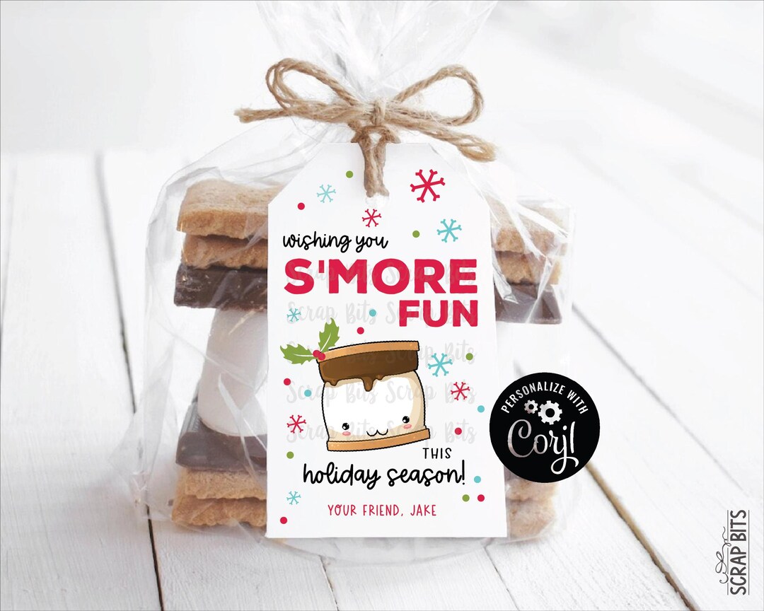 EDITABLE Christmas Smores Gift Tags, Wishing You S'more Fun This ...