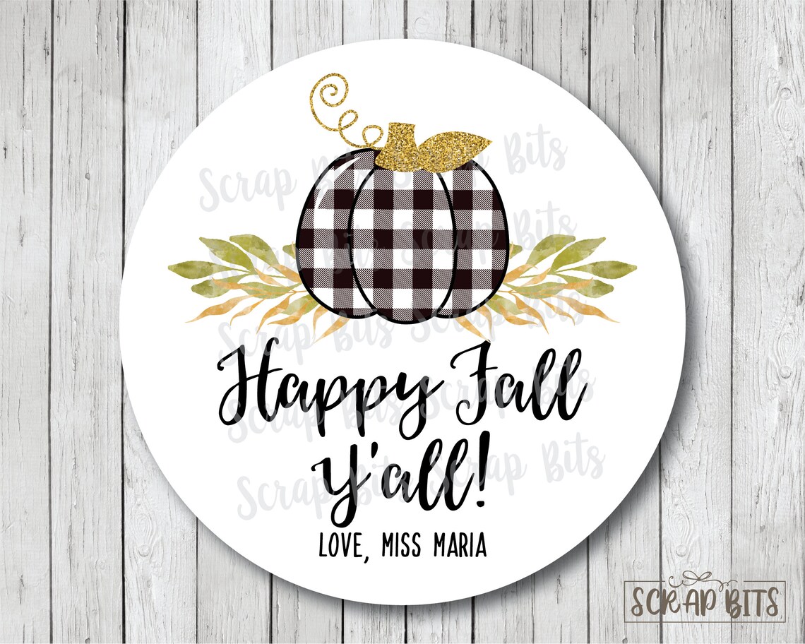 Happy Fall Y'all Stickers . Buffalo Plaid Pumpkin . - Etsy