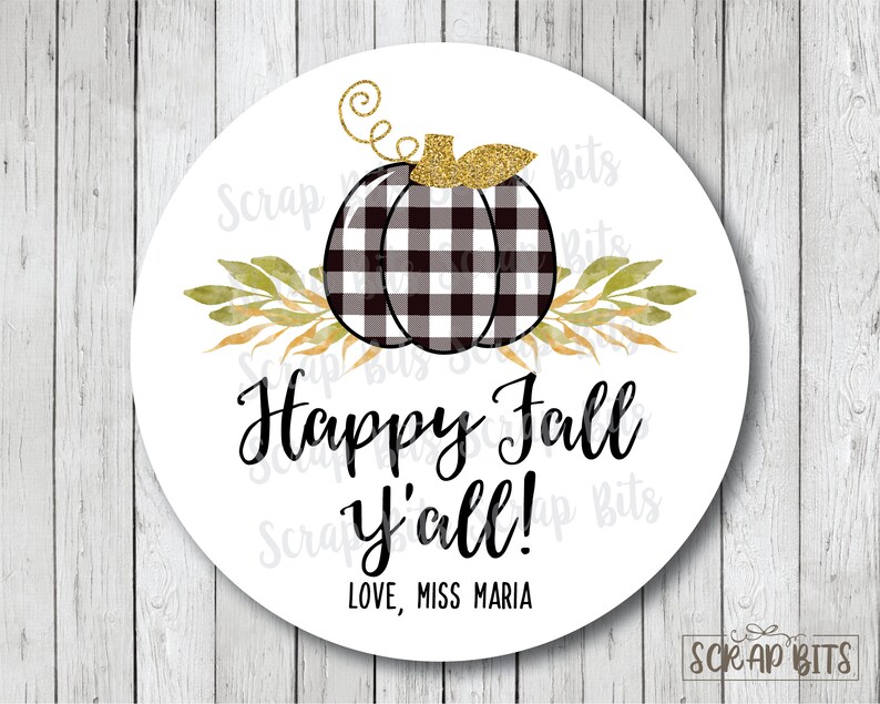 Happy Fall Y'all Stickers . Buffalo Plaid Pumpkin . - Etsy