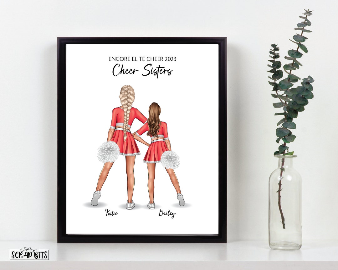 Cheer Sisters Print, Big & Little Cheer Gift, Personalized Cheerleader Print, Cheerleader ...