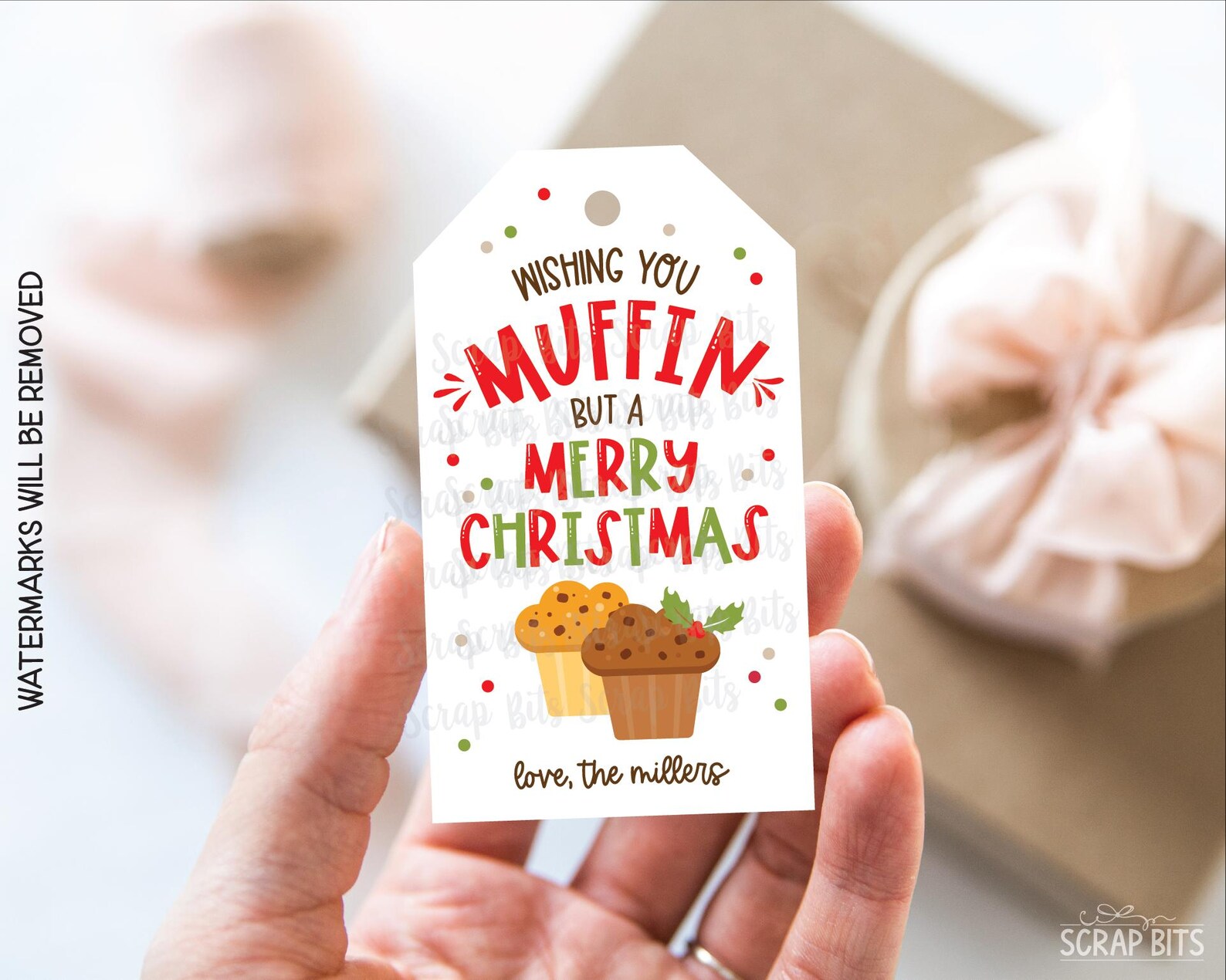 Christmas Muffin Tags, Wishing You MUFFIN but A Merry Christmas, Custom ...