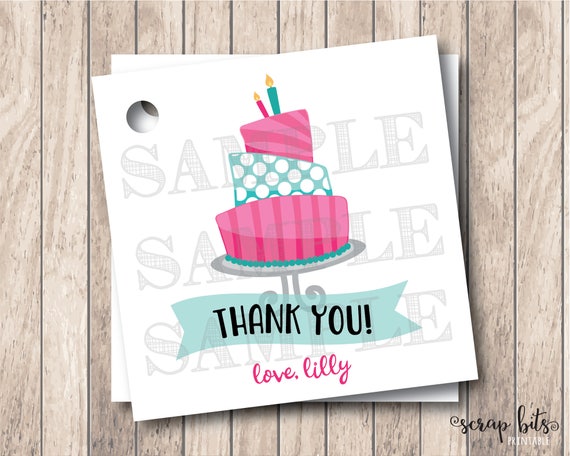 Printable Birthday Cake Tags Printable Birthday Thank You | Etsy
