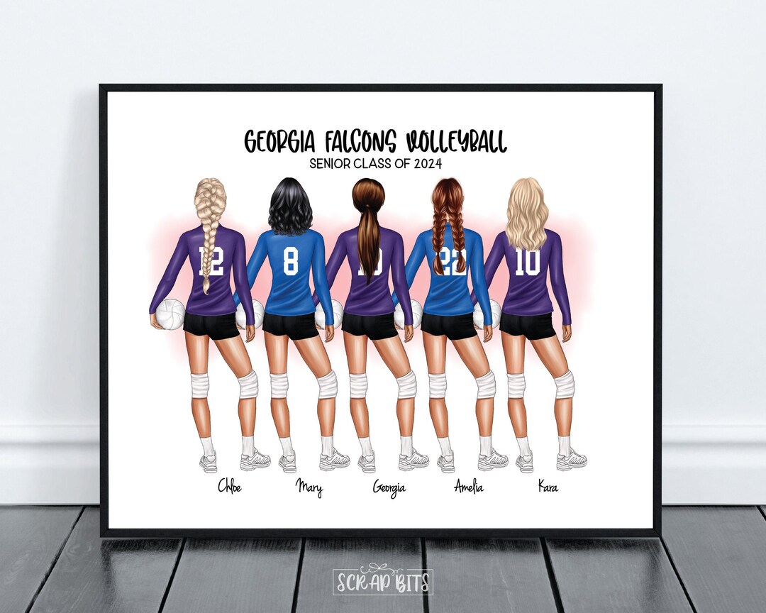 Volleyball Team Portrait Print, Custom Gift for Coach, Banquet, Seniors ...