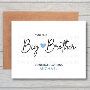 You're A Big Brother Card, Small Heart Cursive, Personalized Big ...