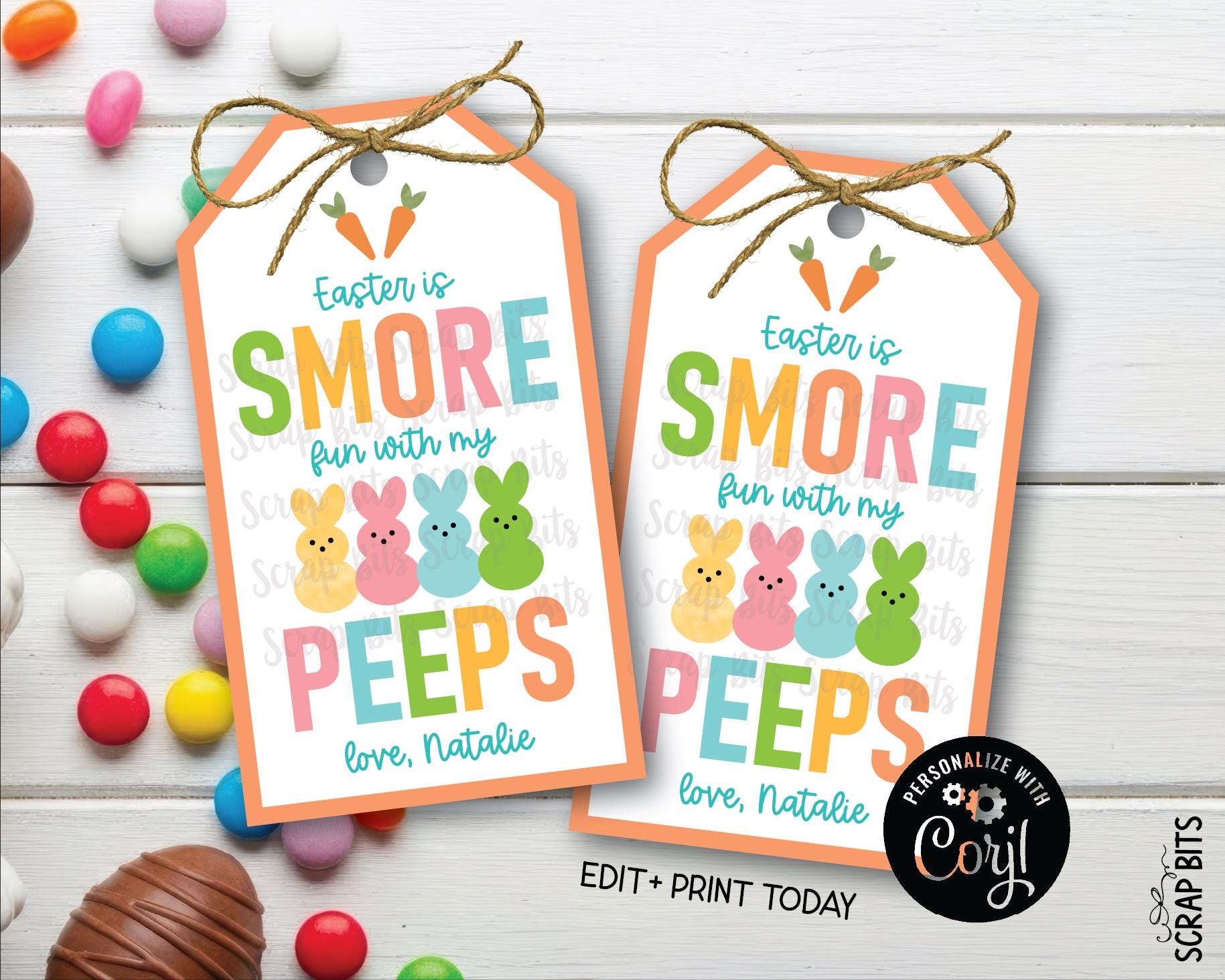Printable Easter Smores Tags, Easter is Smore Fun With My Peeps Tags, S ...