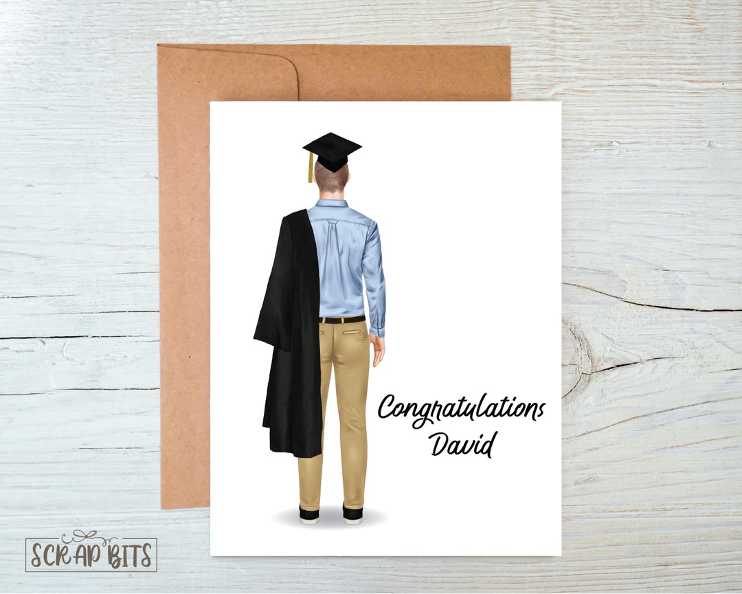 Male Graduation Portrait Card, Congratulations Graduate, Personalized ...