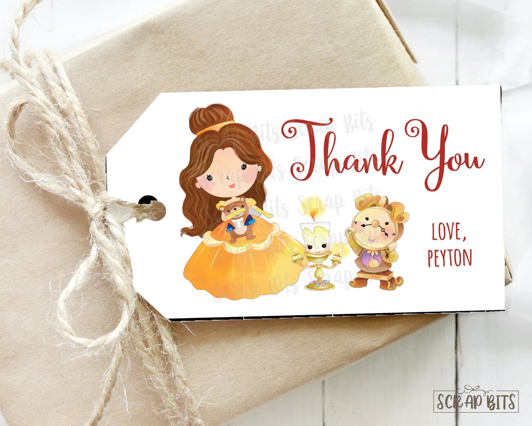 Princess Belle Favor Tags, Belle & Friends Birthday Favor Tags ...