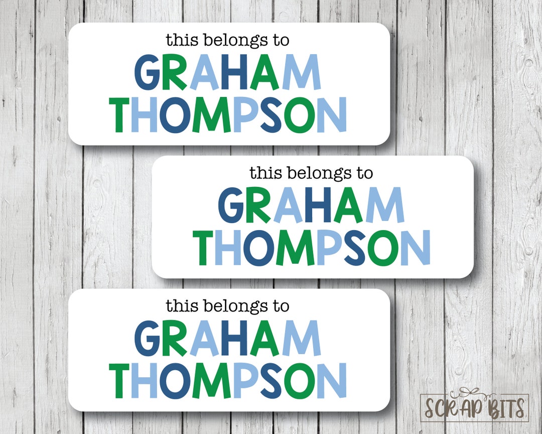 Personalized Name Labels, Boy Belonging Labels for School Supplies ...