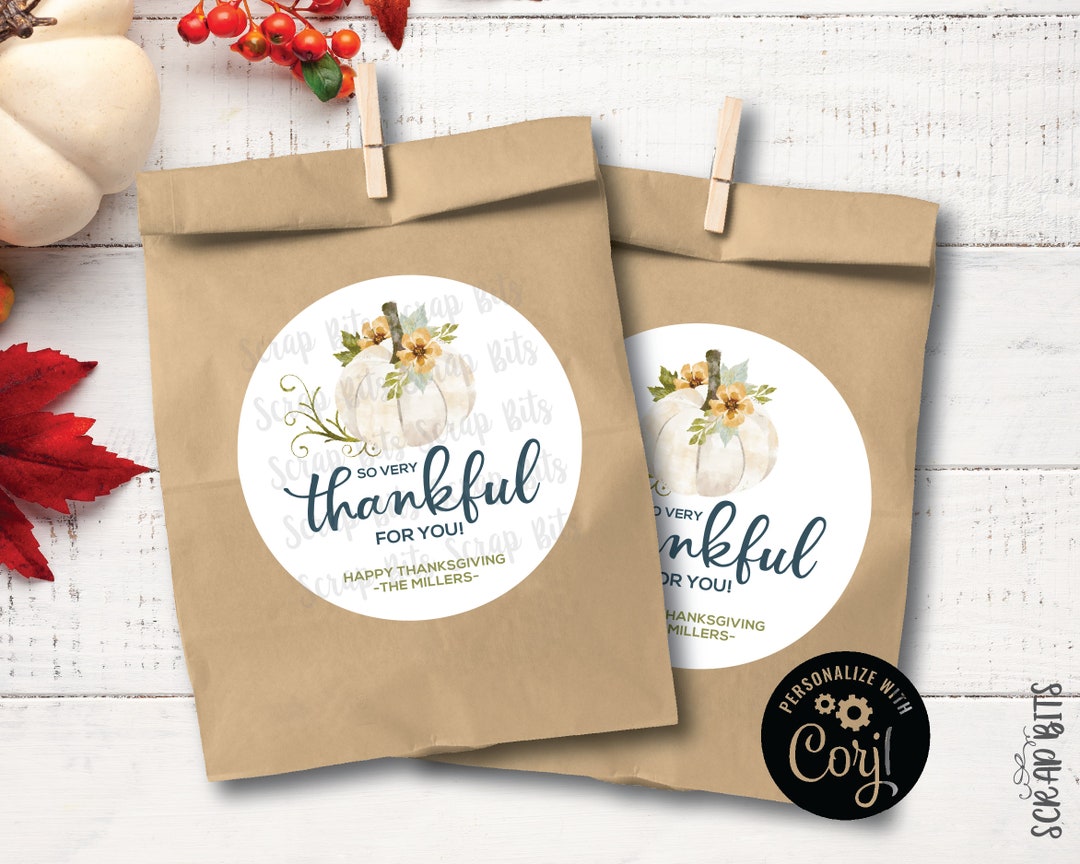 EDITABLE Thankful Labels, White Pumpkin Thankful Stickers, Printable ...